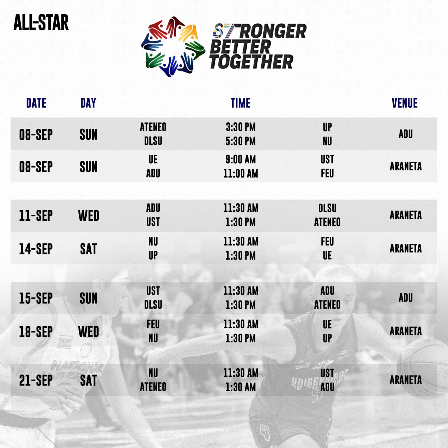 UAAP SCHEDULE: Catch the 87th Season Basketball Series