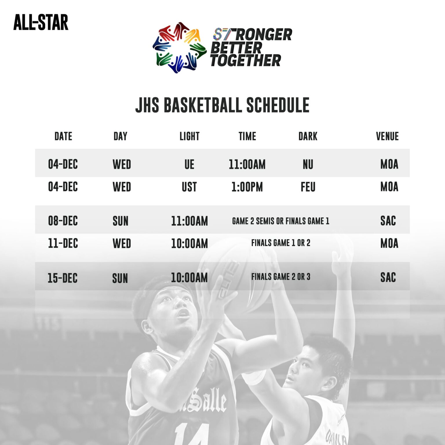 UAAP Season 87 Basketball Series Schedule