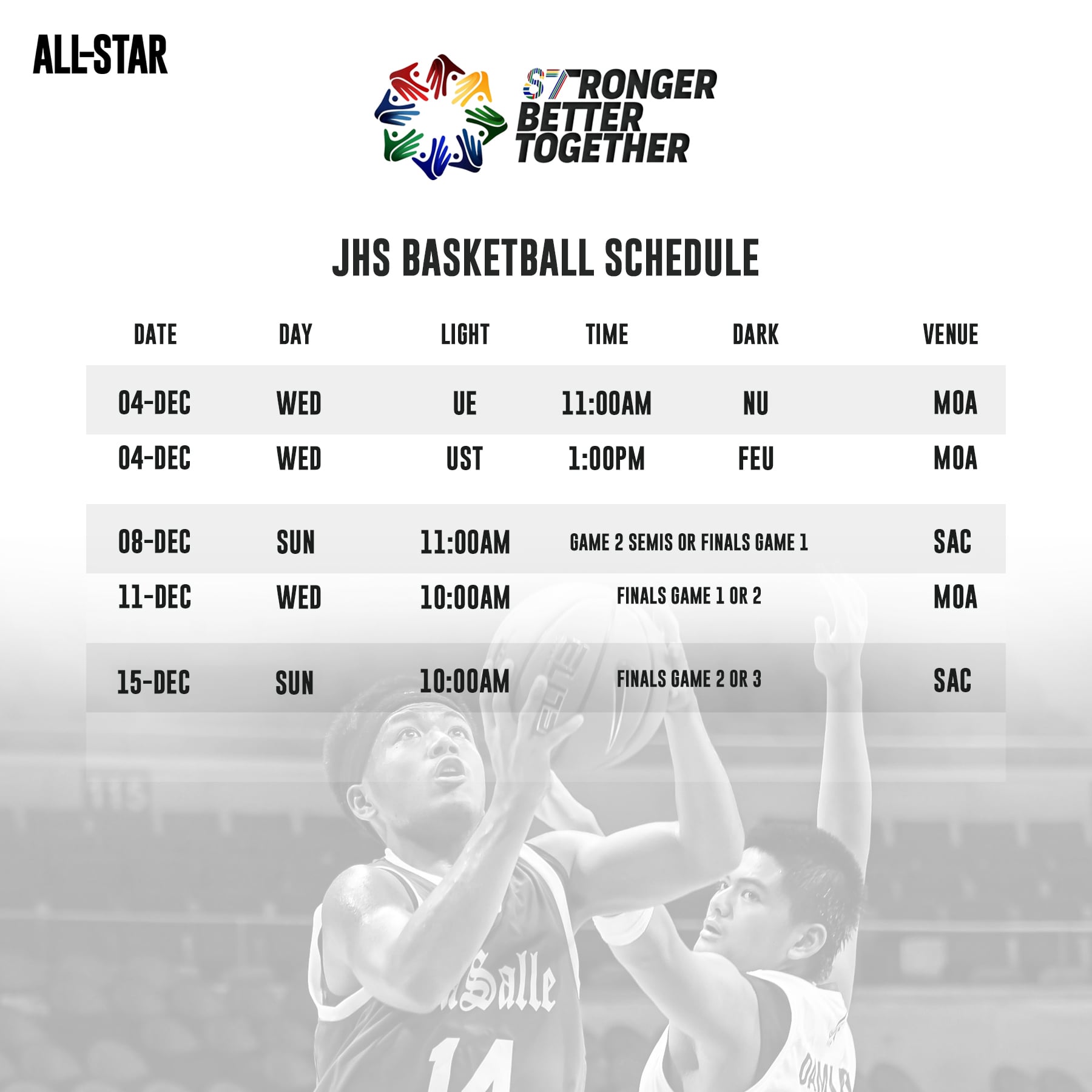 UAAP Season 87 Basketball Series Schedule